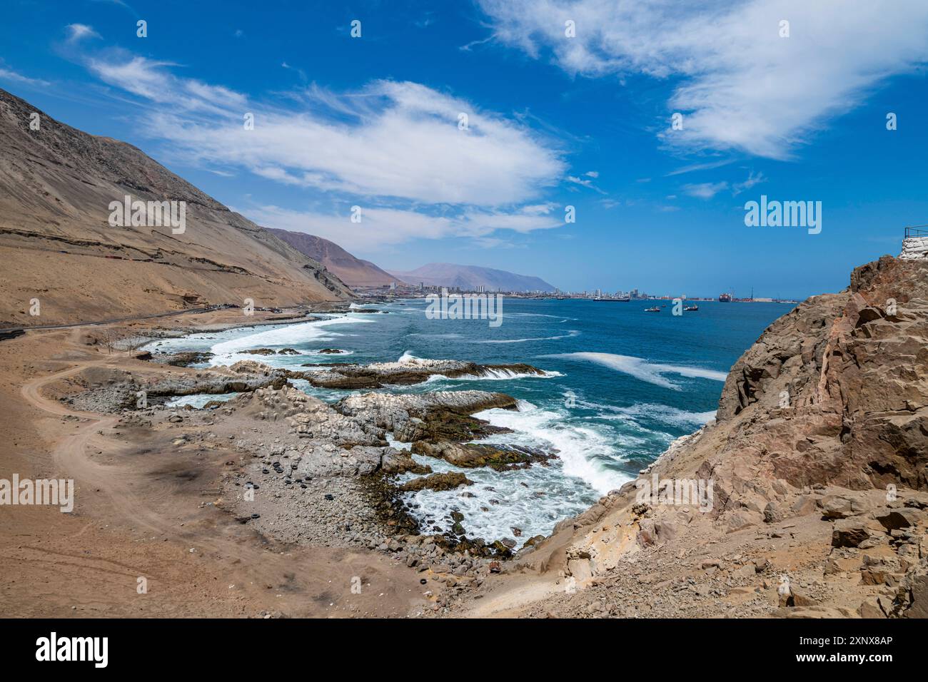 Dry desert seashore of Iquique, Atacama desert, Chile, South America ...