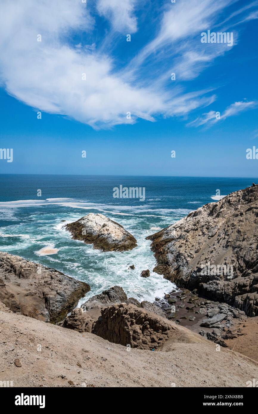 Dry desert seashore of Iquique, Atacama desert, Chile, South America ...