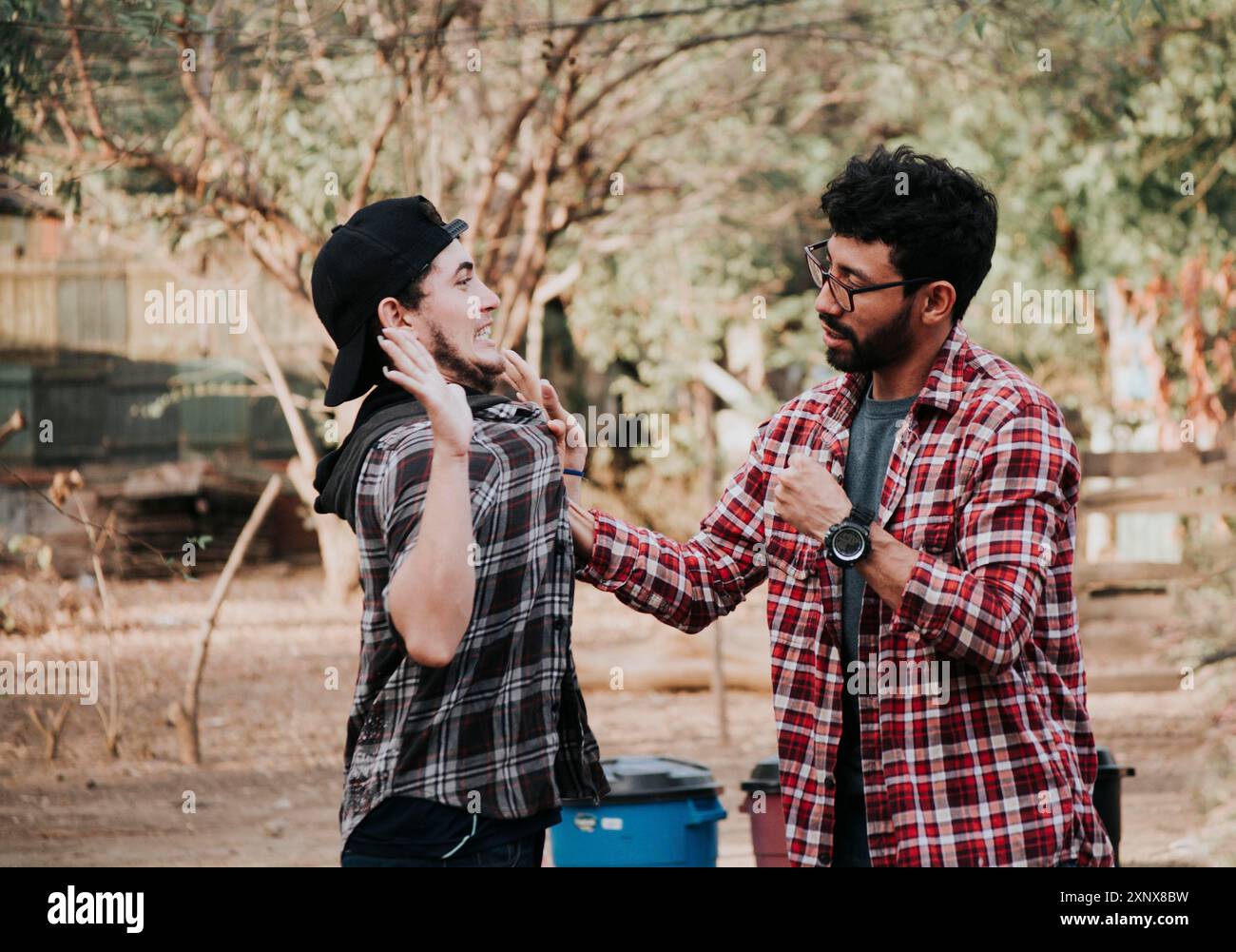 Concept of two men fighting, man threatening another man, concept of ...