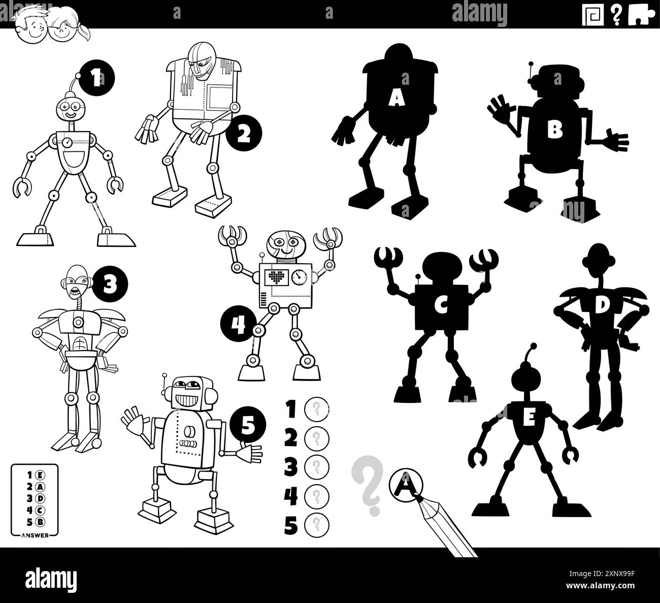 Cartoon illustration of finding the right shadows to the pictures ...