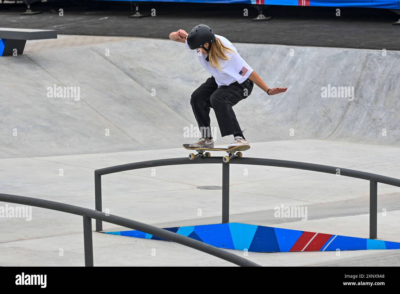 Santiago, Chile - October 21, 2023, Paige Heyn (USA) during skateboard ...