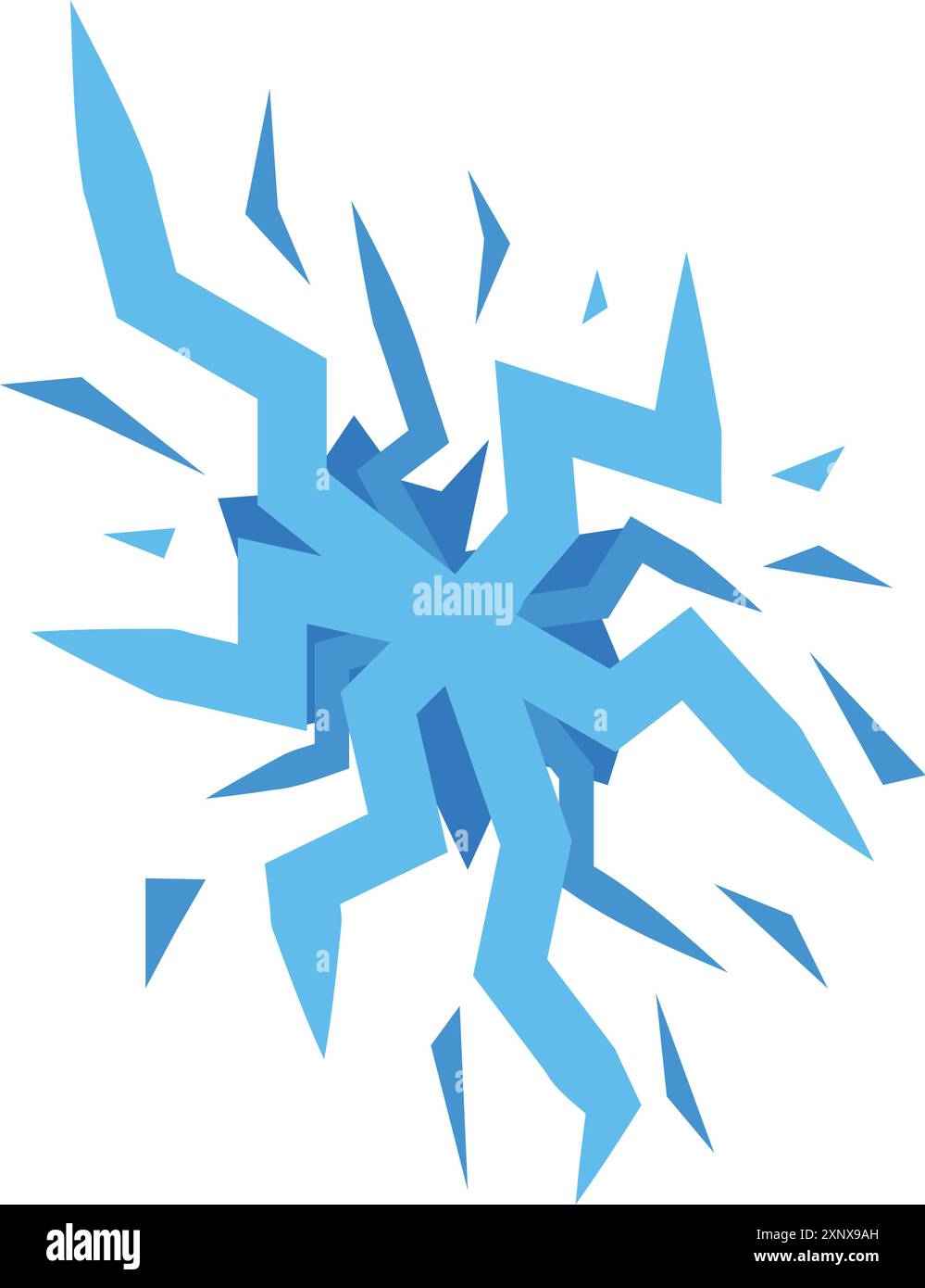 Blue lightning bolt is breaking through the surface leaving cracks ...
