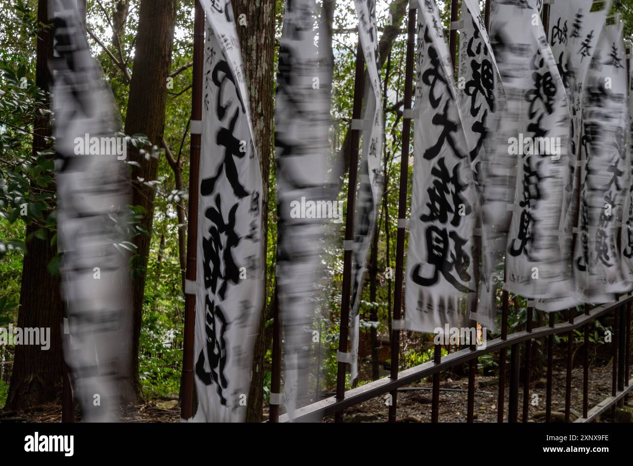 Pilgrims and views of the Kumano Hongu Shrine along the Kumano Kodo ...