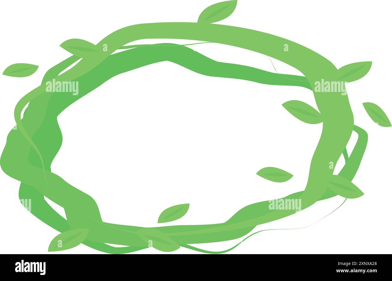 Green vine is growing in a circle forming a frame for text or graphics ...