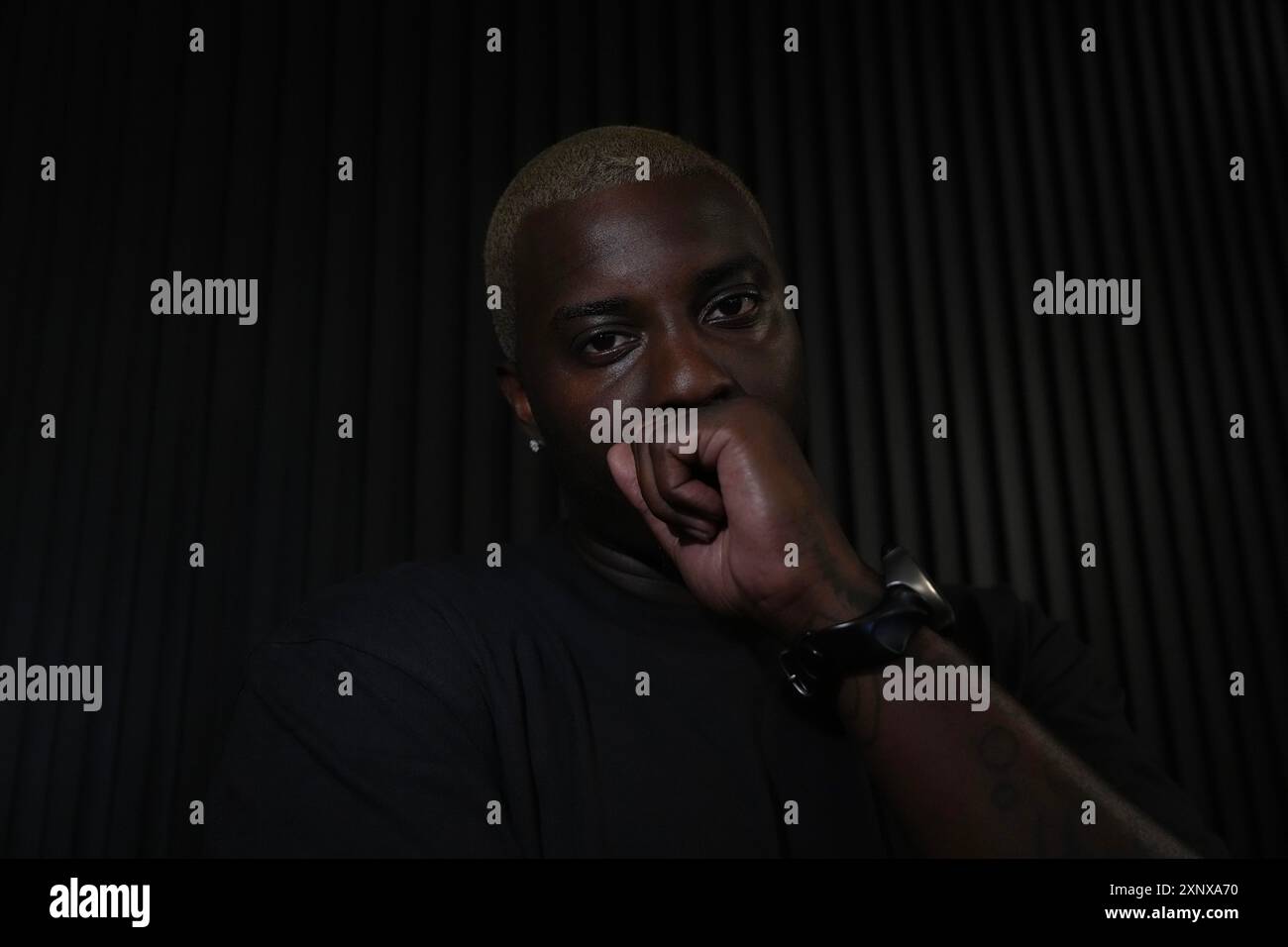 Toronto, Canada. 15th July, 2024. Toronto-based rapper Sean Leon poses ...