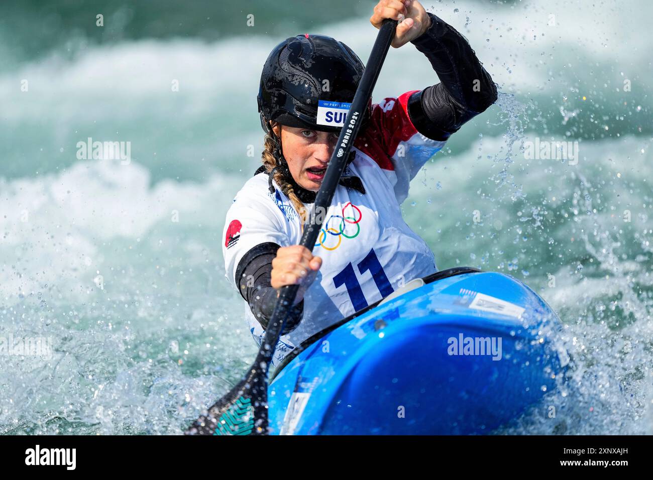 Alena Marx of Switzerland competes during Women's Kayak Cross Time ...