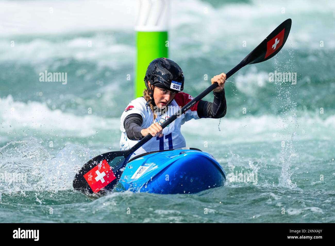 Alena Marx of Switzerland competes during Women's Kayak Cross Time ...