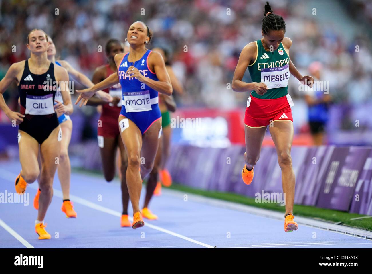 Worknesh Mesele, of Ethiopia, wins a heat in the women's 800-meter run ...