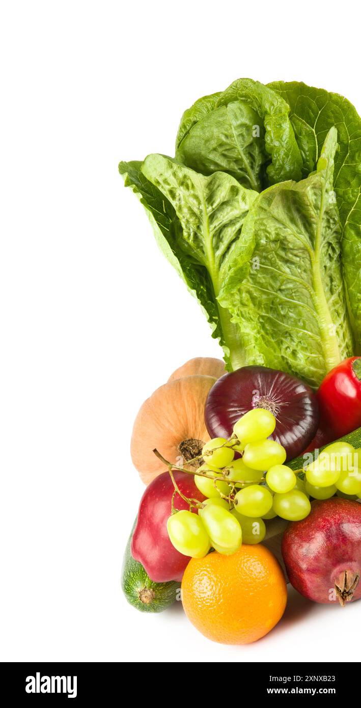 Collection fruits and vegetables isolated on a white background ...