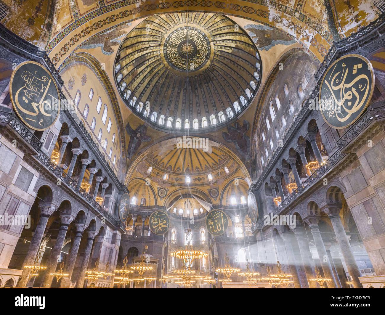 Interior view of Hagia Sophia Mosque dome, UNESCO World Heritage Site, Istanbul, Turkey, Europe ...