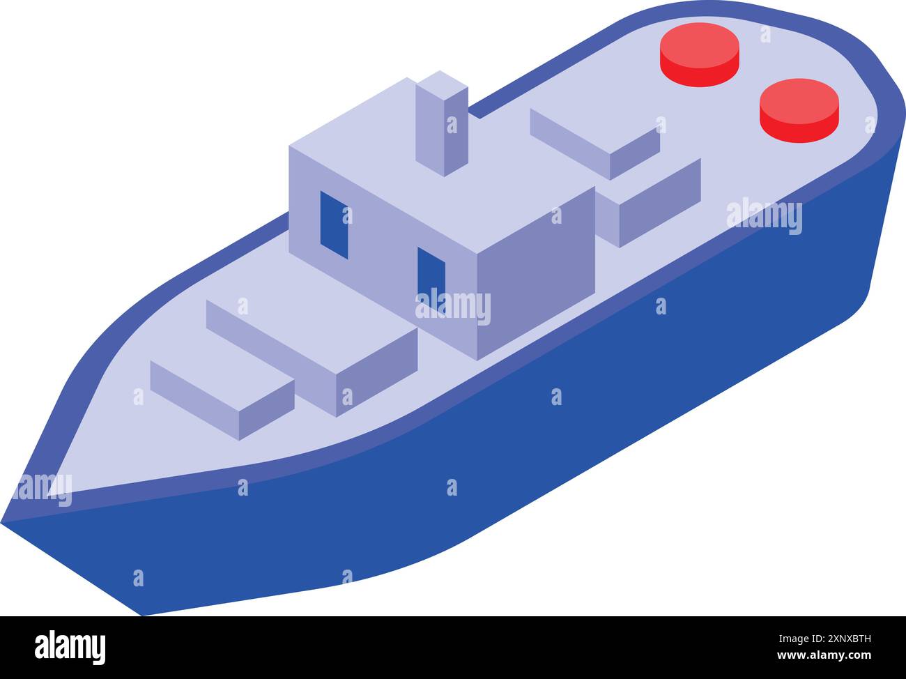 Blue cargo ship transporting goods, isometric view of maritime ...