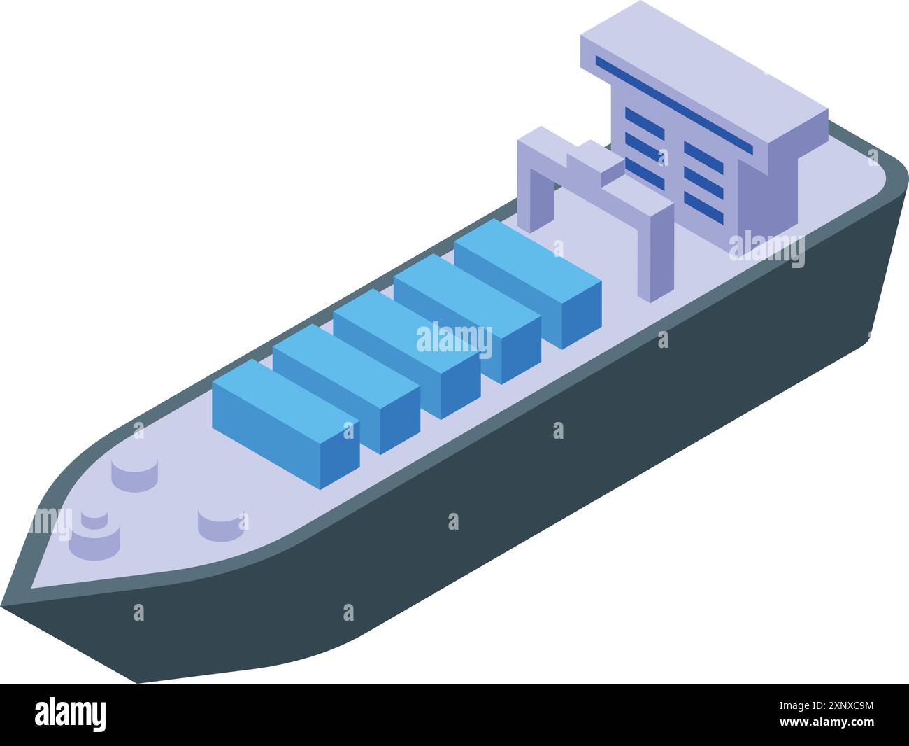 Isometric illustration of a large cargo ship transporting containers ...
