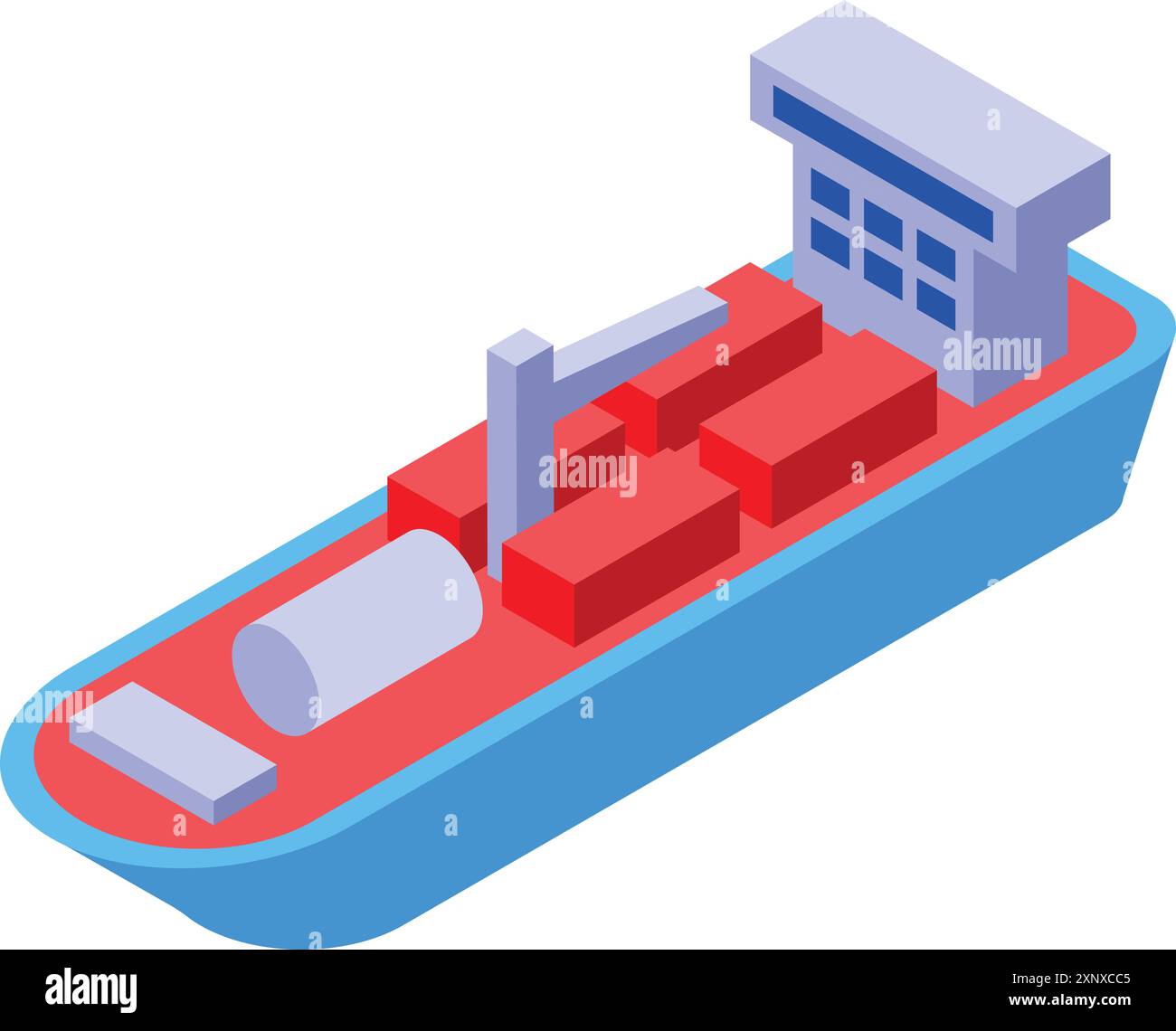 Large cargo ship is transporting containers and barrels across the ...