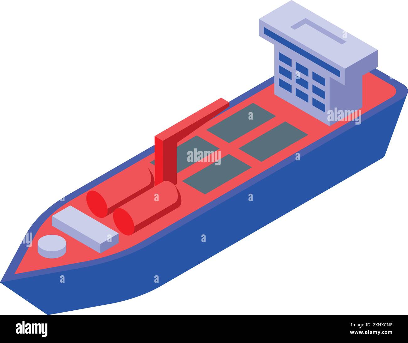 Illustration of a large red and blue oil tanker ship transporting cargo ...