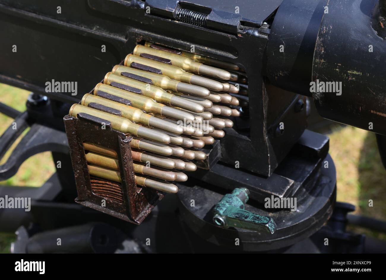 Many bullets used in the historic automatic machine gun of World War I ...