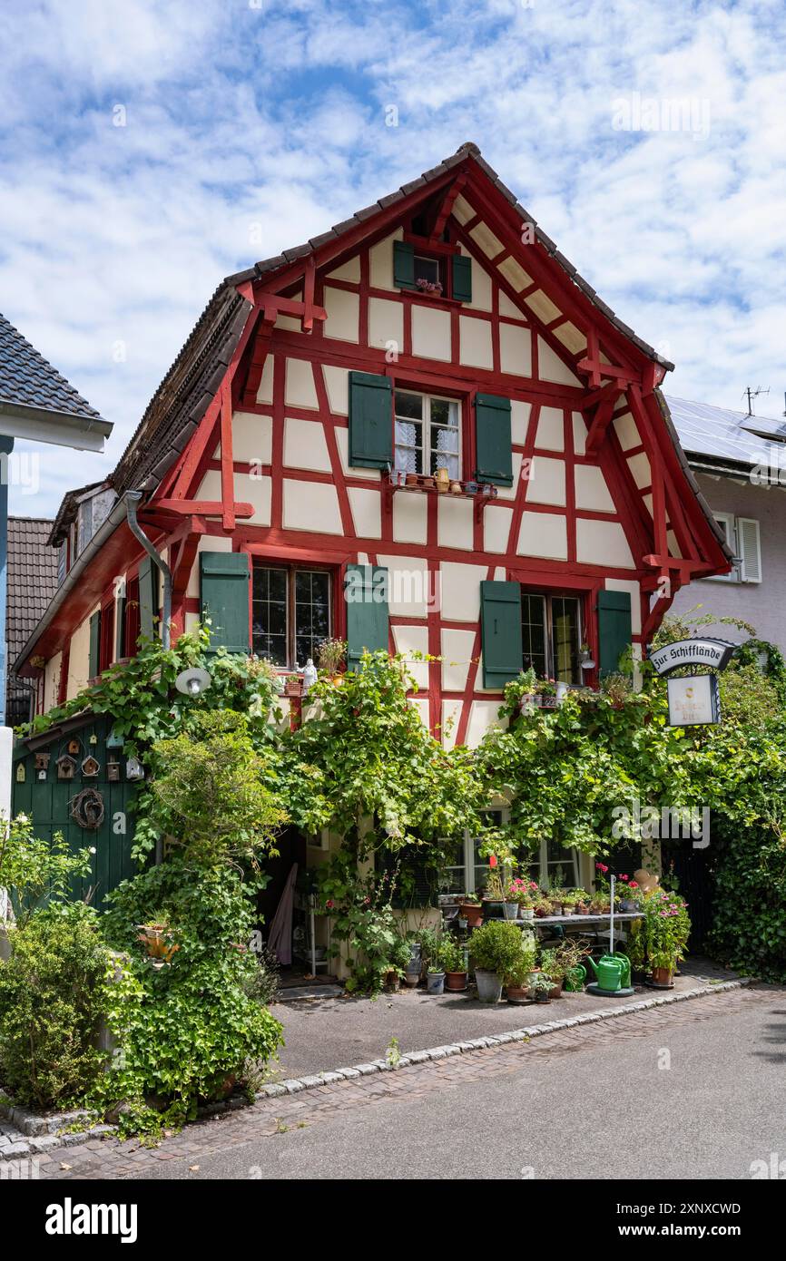 Historic half-timbered house on the Hoeri peninsula, Wangen on Lake ...