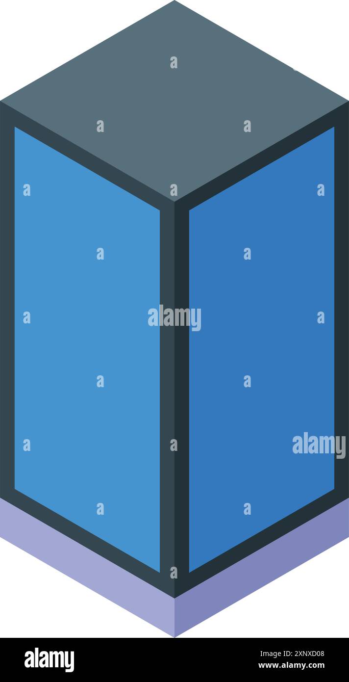 Modern building exterior facade with blue windows, represented in an ...