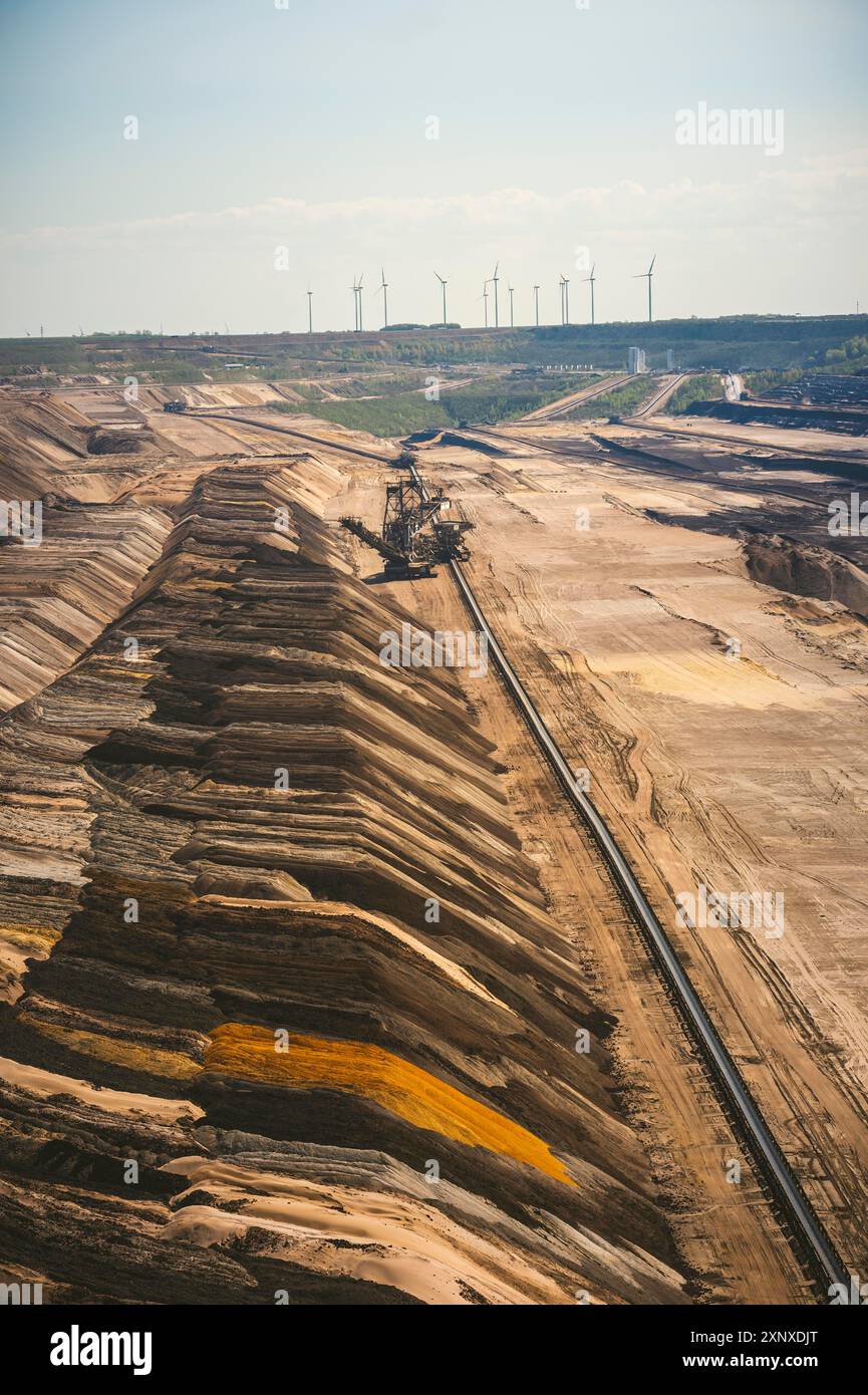 Open-cast mine, belt conveyor and spreader. On edge Stock Photo - Alamy