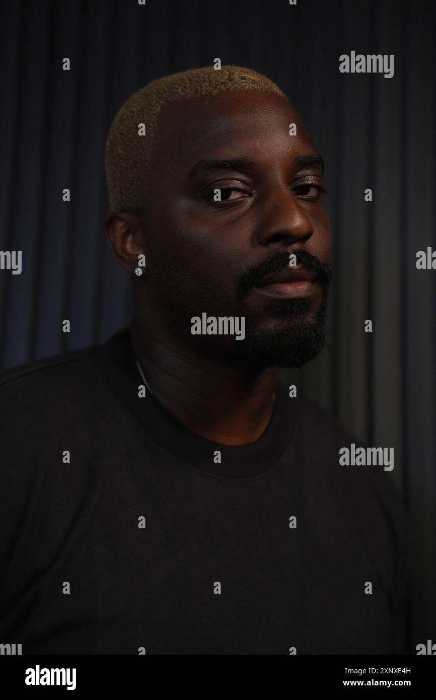 Toronto, Canada. 15th July, 2024. Toronto-based rapper Sean Leon poses ...