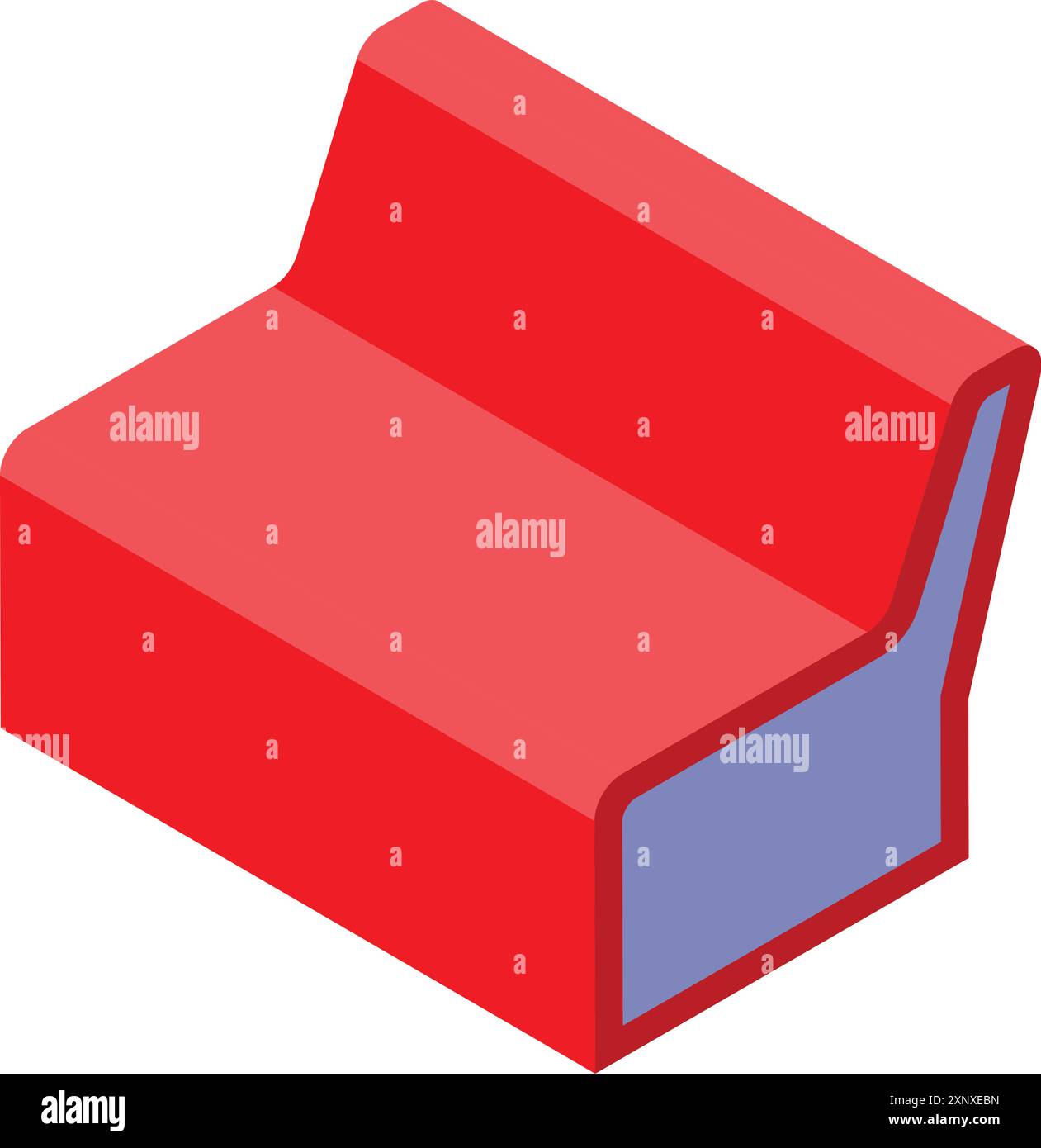 Red waiting room bench isometric icon, furniture for relax Stock Vector ...
