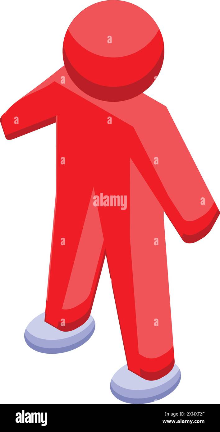 3d illustration of a red human figure standing with arms outstretched ...