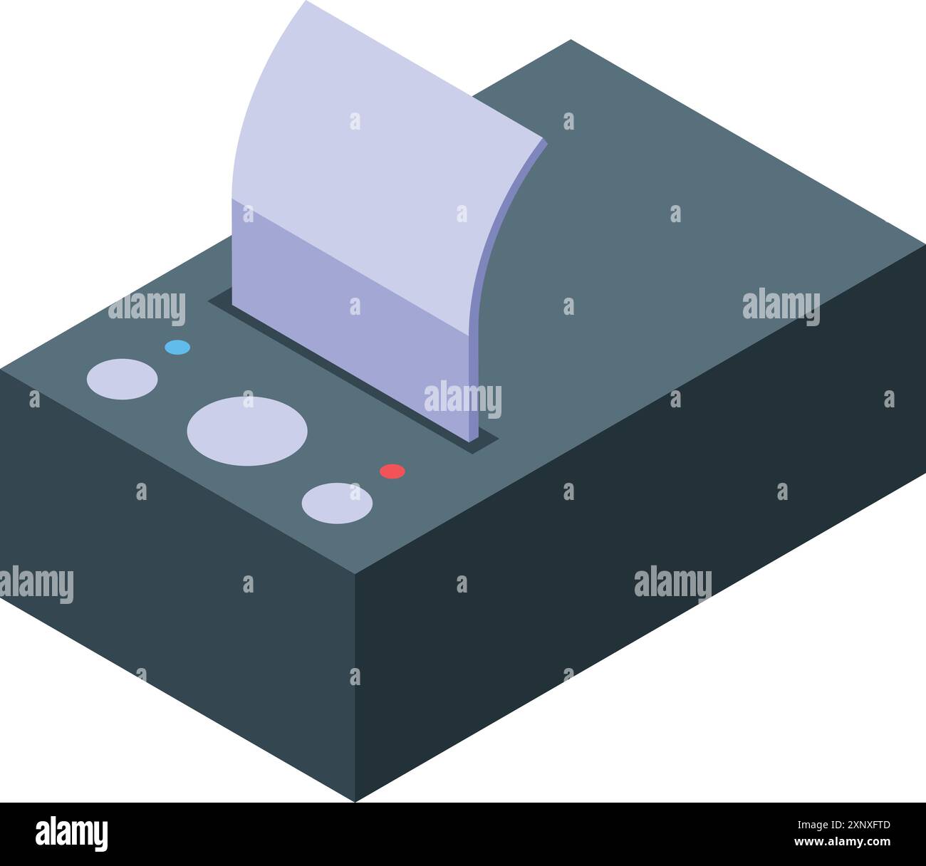 Electronic check printing machine is printing a blank receipt on white ...