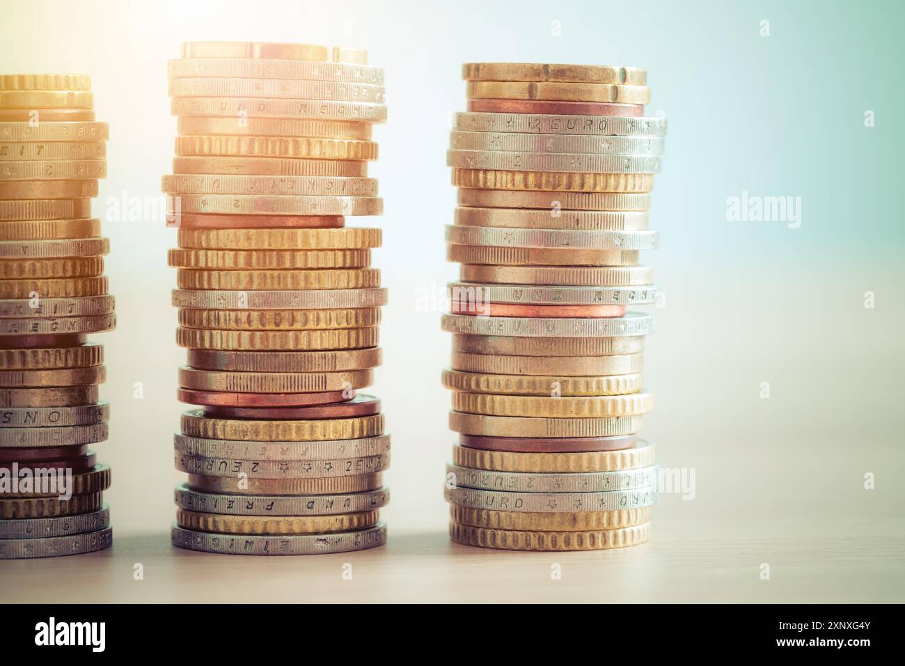 Coins stacked on each other, close up picture, money concept Stock ...