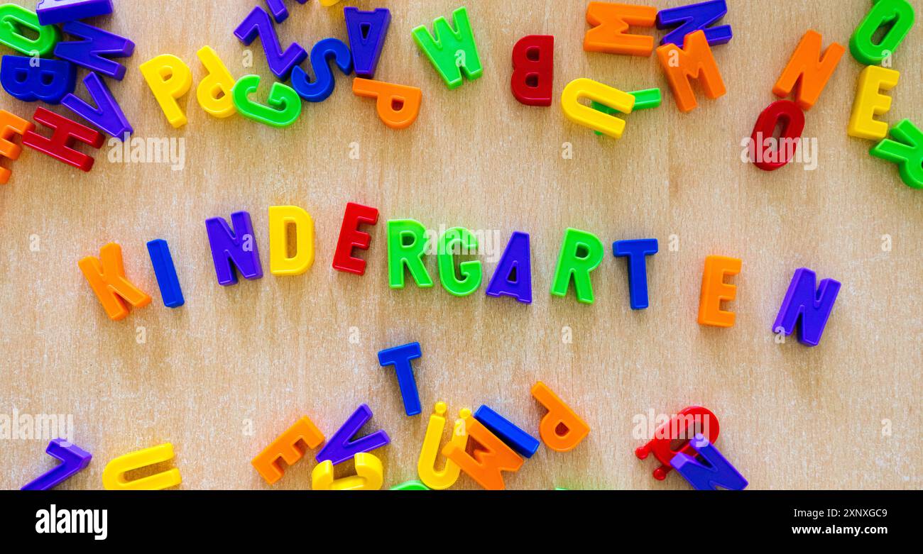 Colorful letters with the word ?Kindergarten Stock Photo - Alamy