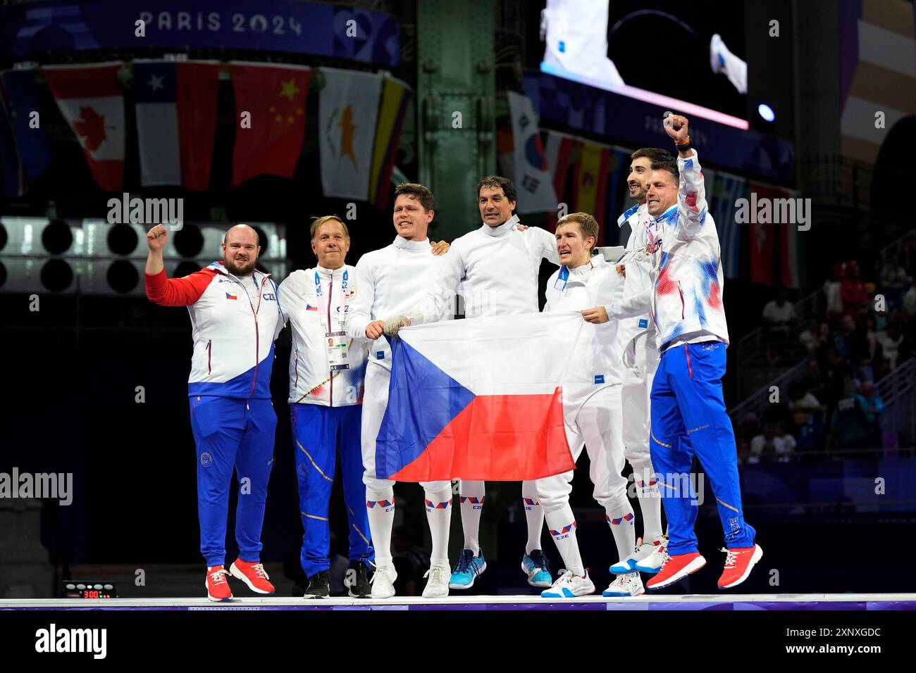 Czech Republic's fencers Jiri Beran, Jakub Jurka, Martin Rubes and ...