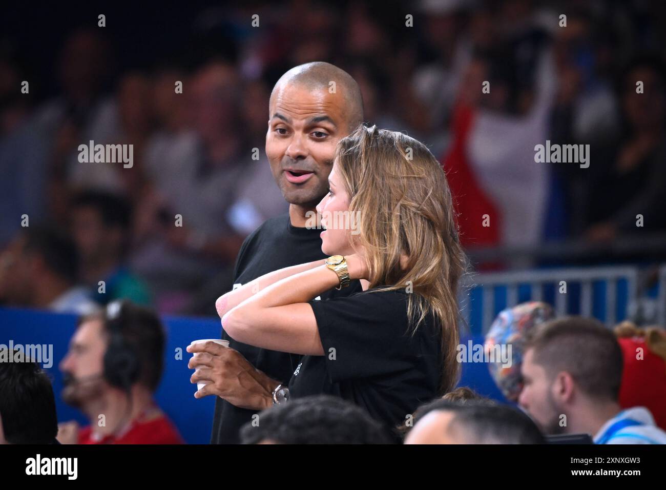 Tony Parker and Agathe Teyssier ahead of Teddy Riner ( FRA ) vs Kim ...
