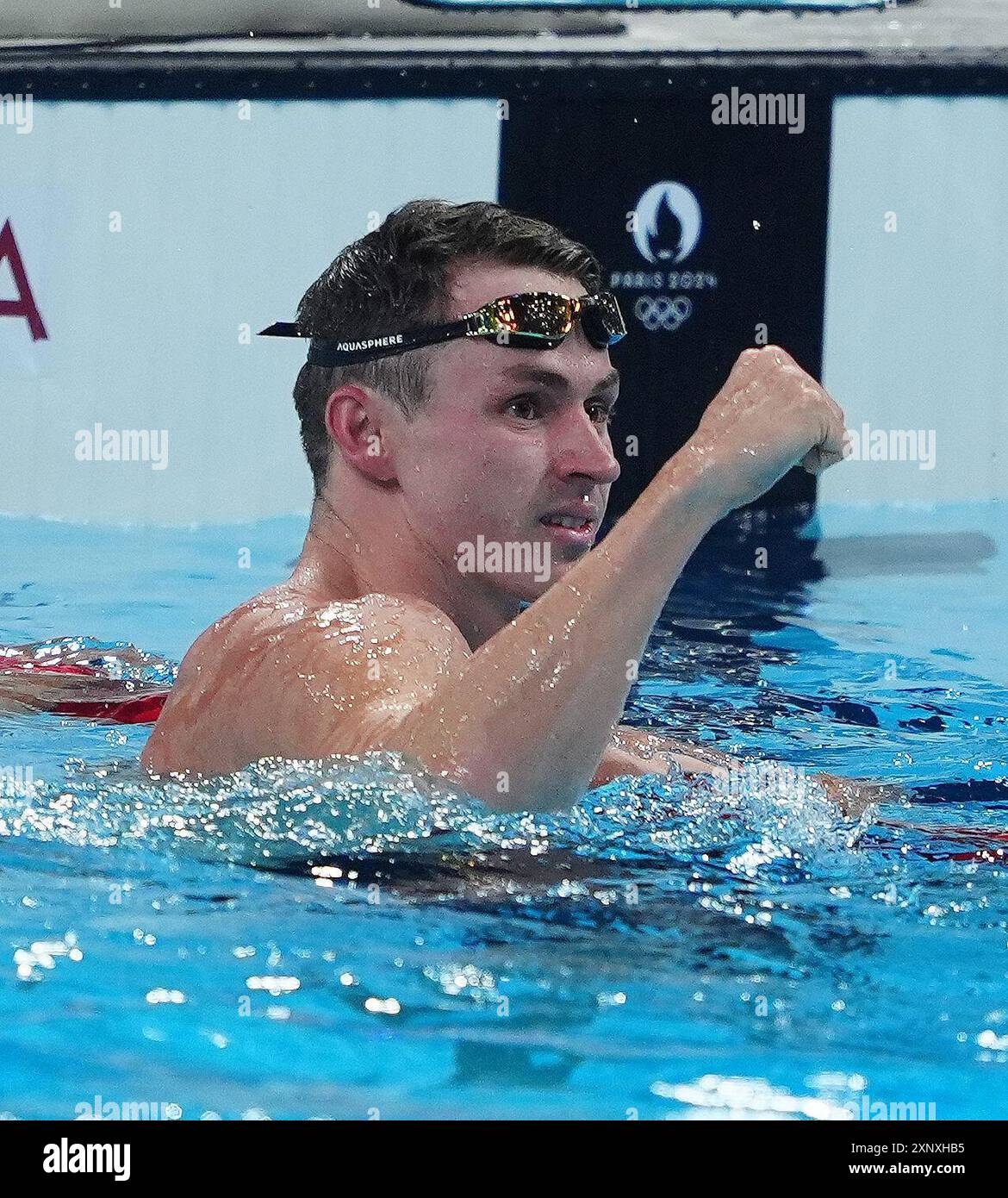 Great Britain’s Ben Proud celebrates winning silver after the Men’s 50m ...