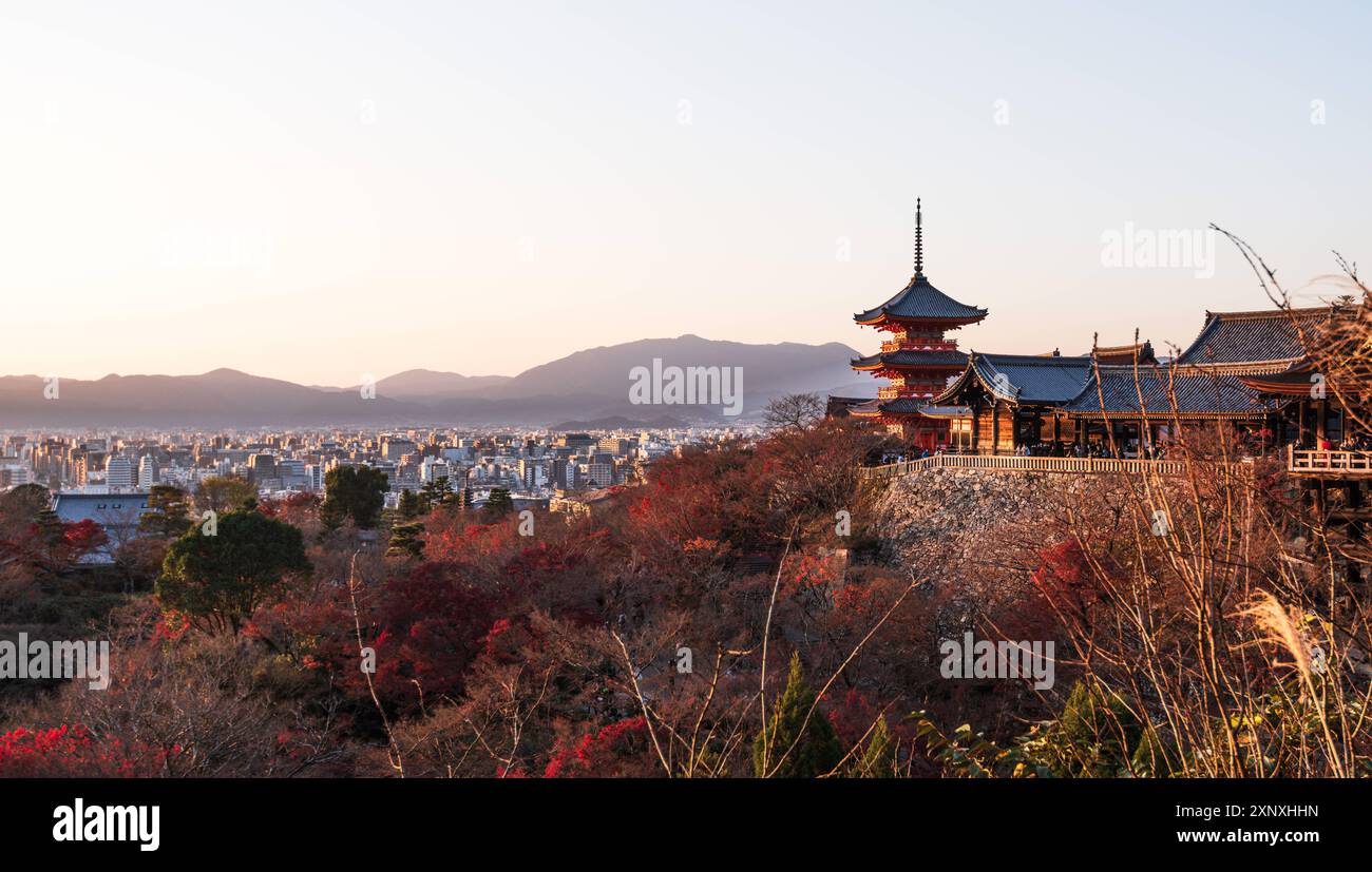 Kiyomizu Temple Kiyomizu-dera in the evening sunset and autumnal ...