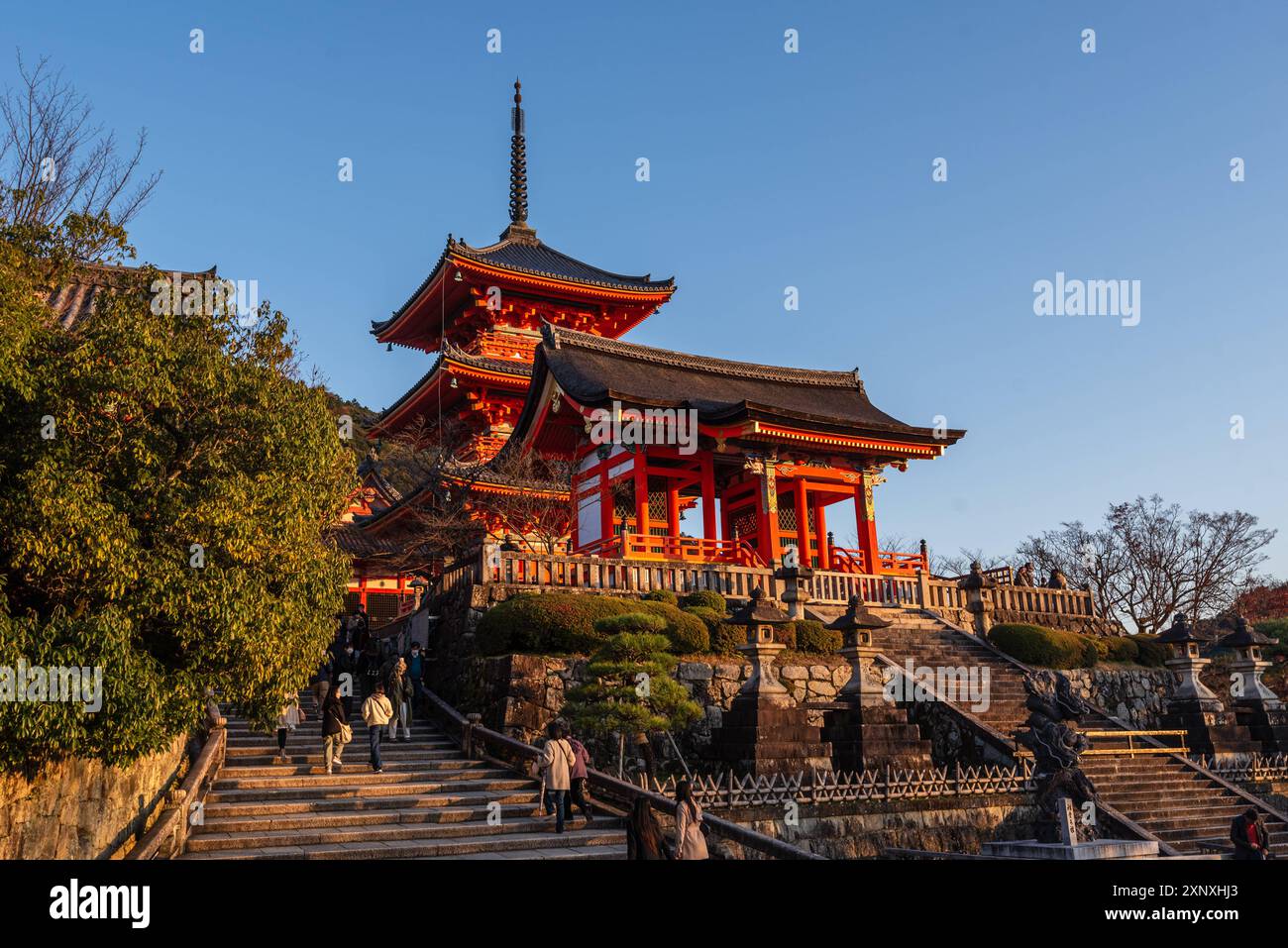 Kiyomizu Temple Kiyomizu-dera in the evening sunset and autumnal ...