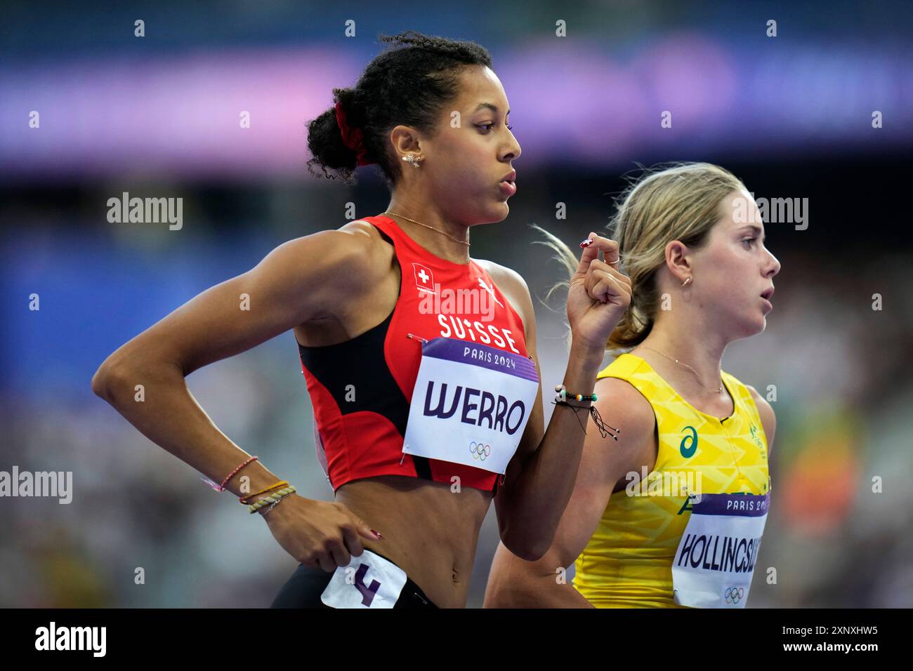 Audrey Werro, of Switzerland, competes during a heat in the women's 800 ...