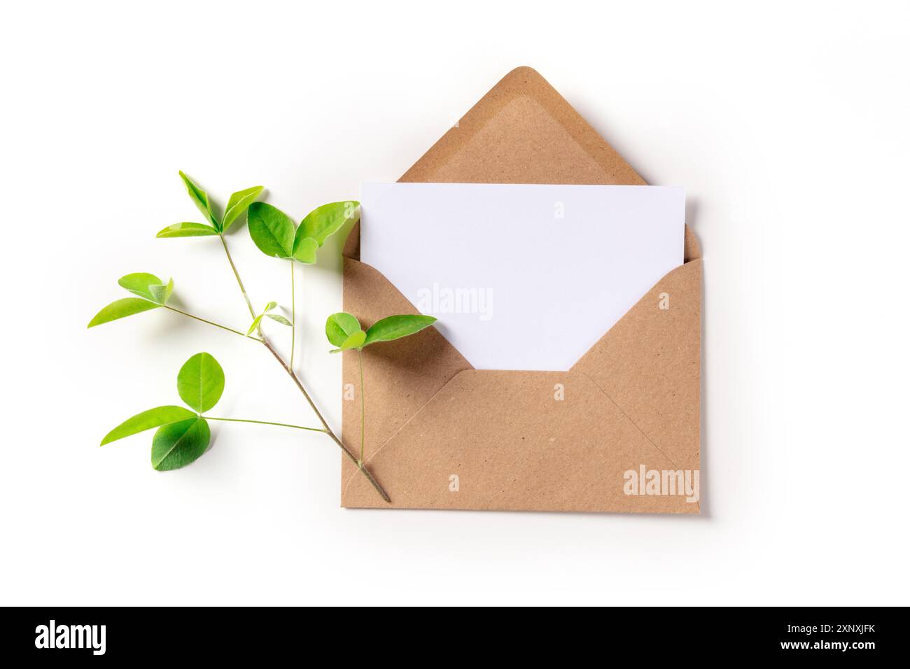 Green mail concept. A letter in a kraft envelope mockup, shot from the ...