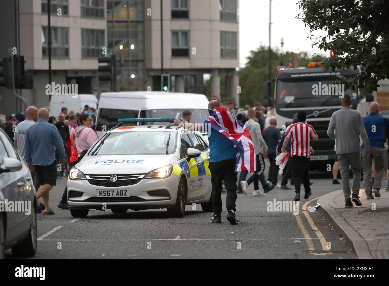 People protest in Sunderland city centre following the stabbing attacks ...