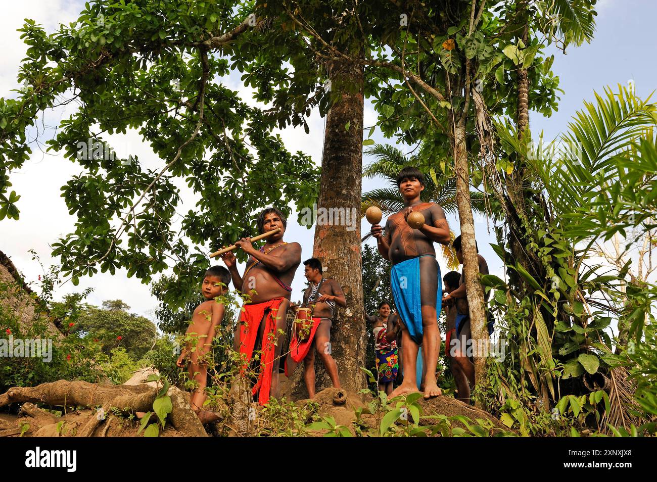 Men of Embera native community living by the Chagres River within the ...