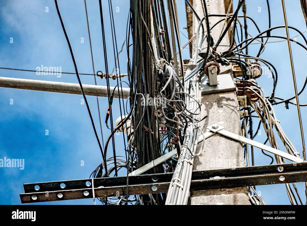 construction of building with lots of tangled wires Stock Photo - Alamy