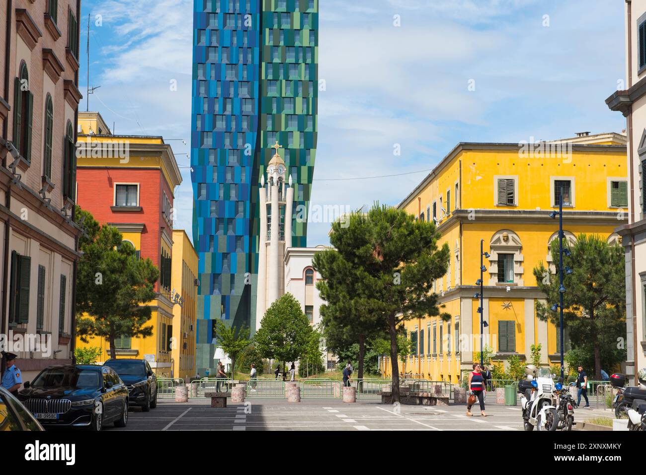Bell tower of the Albanian Orthodox Resurrection Cathedral, in the ...