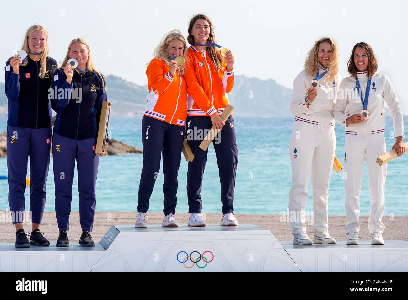 From left, Sweden's Vilma Bobeck and Rebecca Netzler, wearing their ...