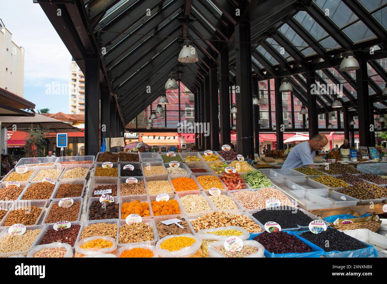 Central market Sheshi Avni Rustemi, Tirana, Albania, Europe Copyright ...