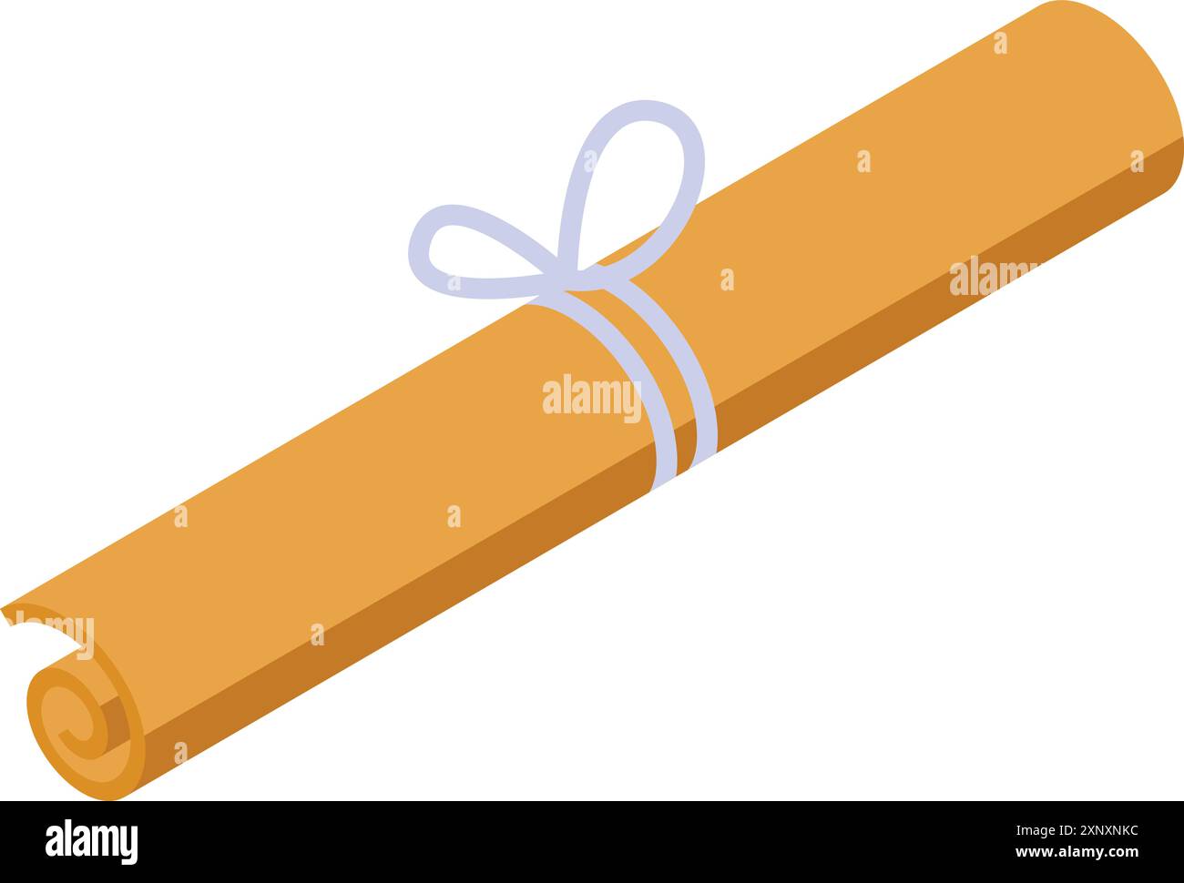 Rolled paper scroll tied with string isometric icon isolated on white ...