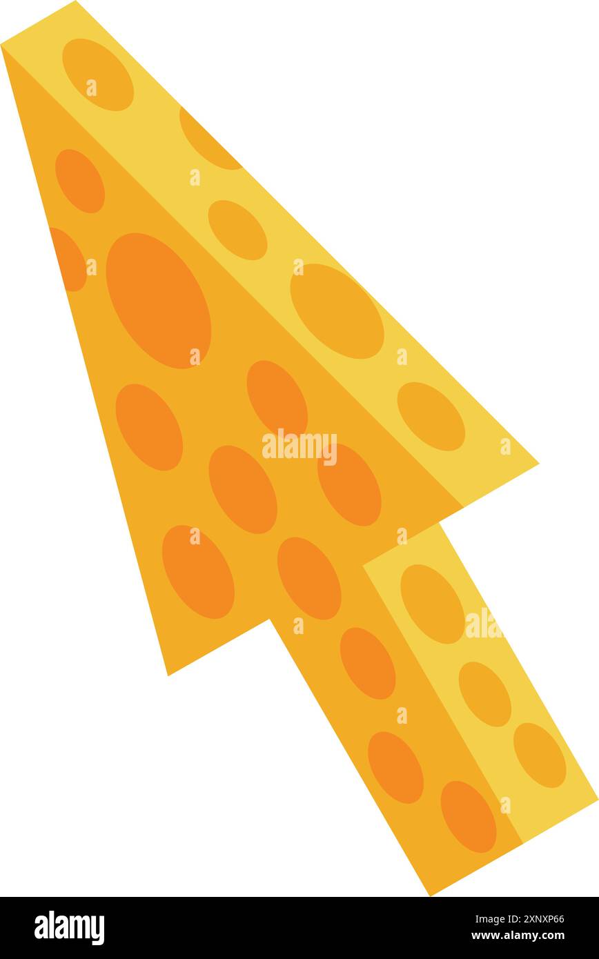 Yellow cheese mouse cursor arrow is pointing isolated on white ...