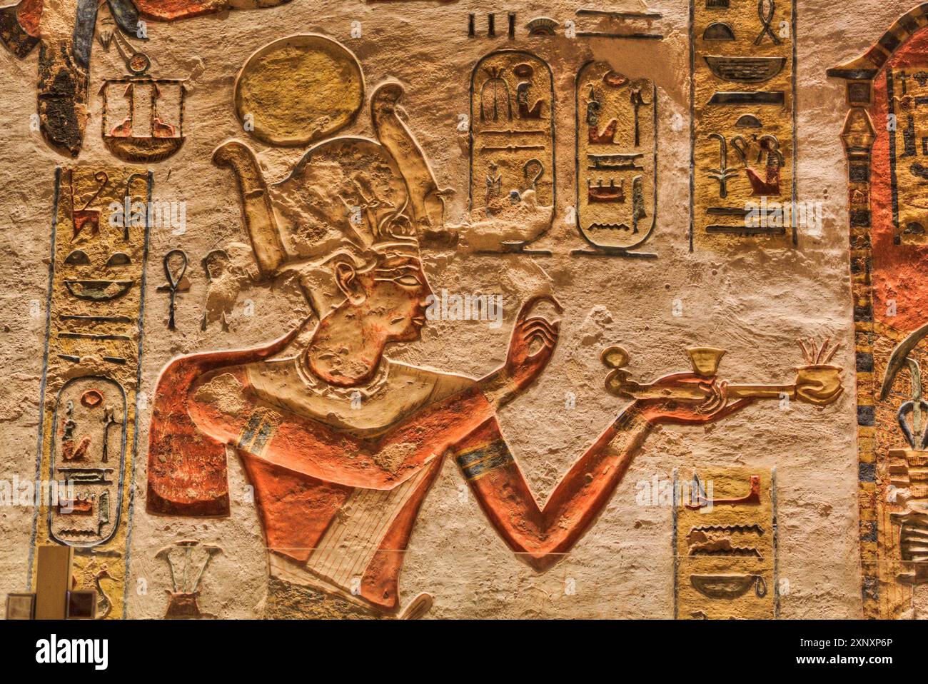 Wall Relief of Egyptian Pharaoh, Tomb of Rameses III, KV11, Valley of ...