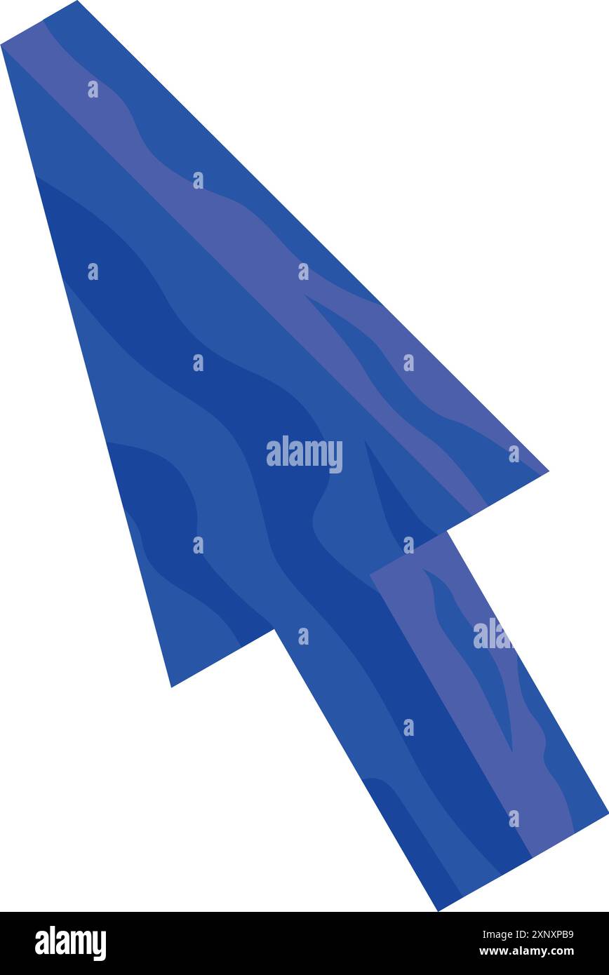 Blue cursor with a wavy line design pointing towards the top right ...