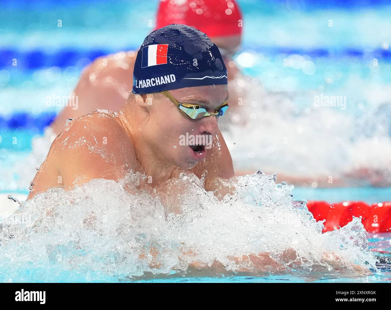 Paris, France. 02nd Aug, 2024. Leon Marchand of France competes in the ...