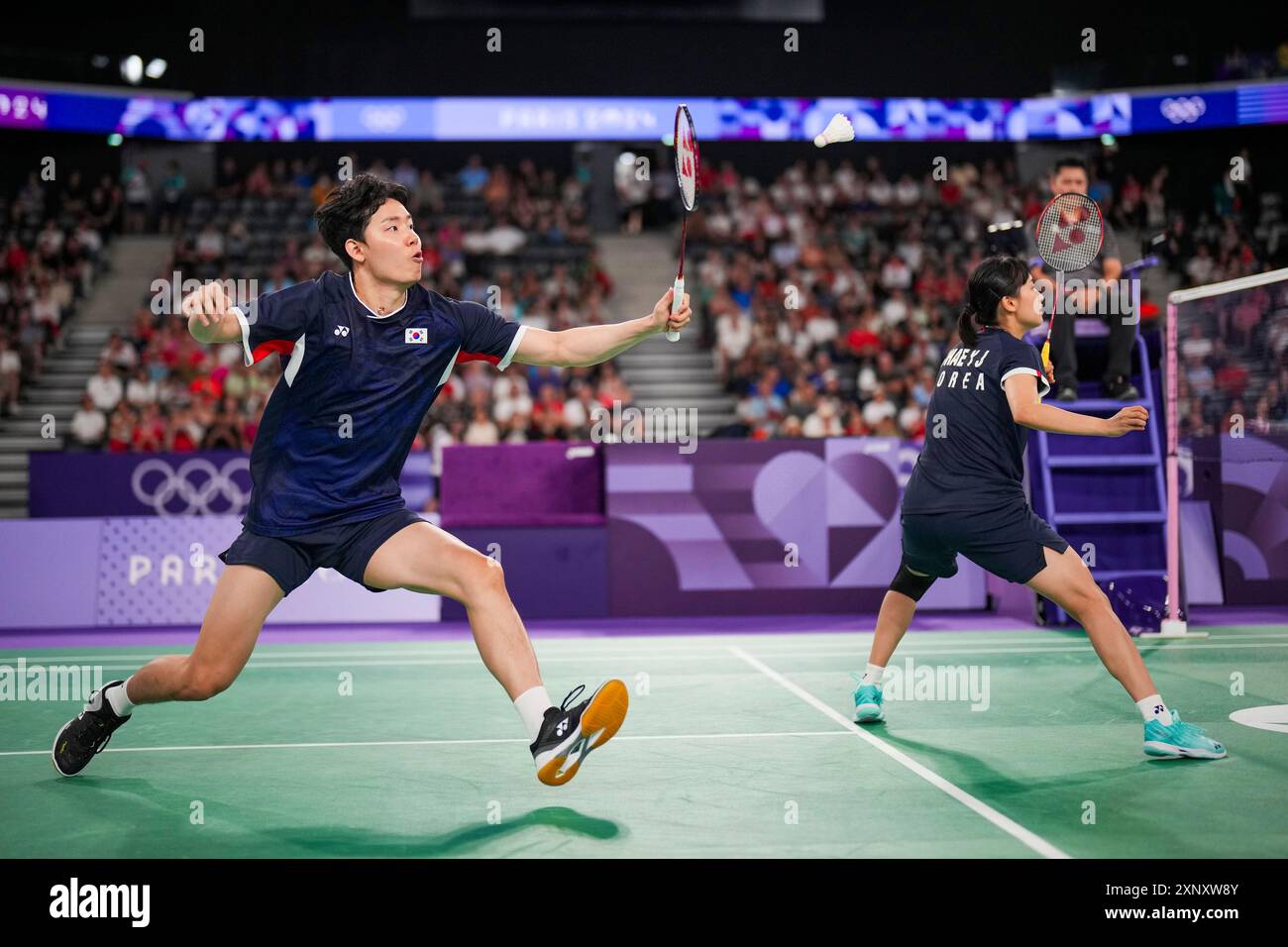 South Korea's Seo Seung-Jae, left, and Chae Yu-Jung play against Japan ...