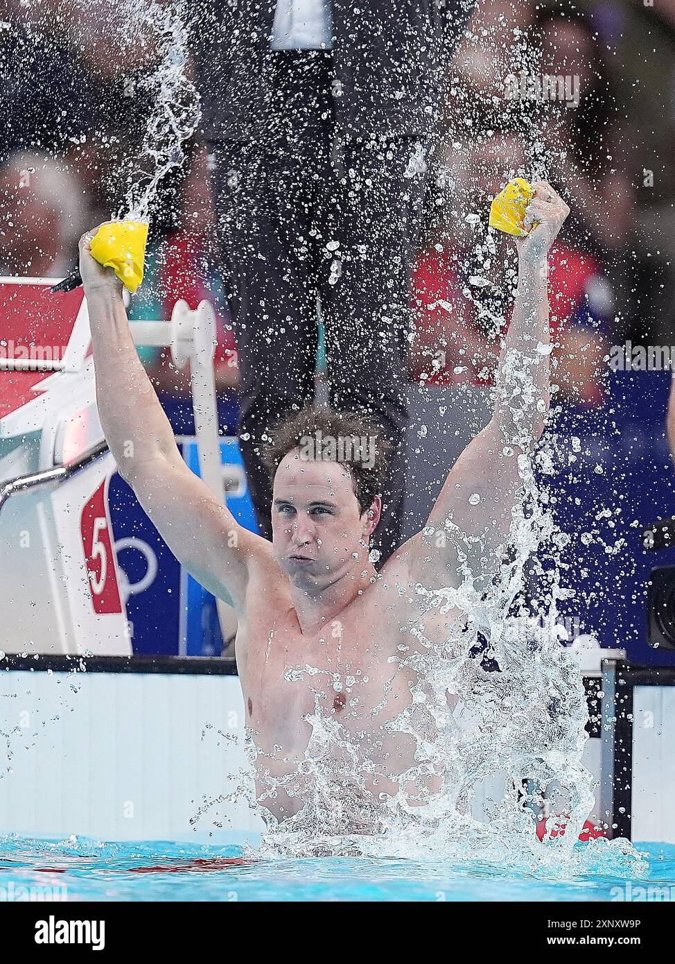 Paris, France. 2nd Aug, 2024. Cameron McEvoy of Australia celebrates ...