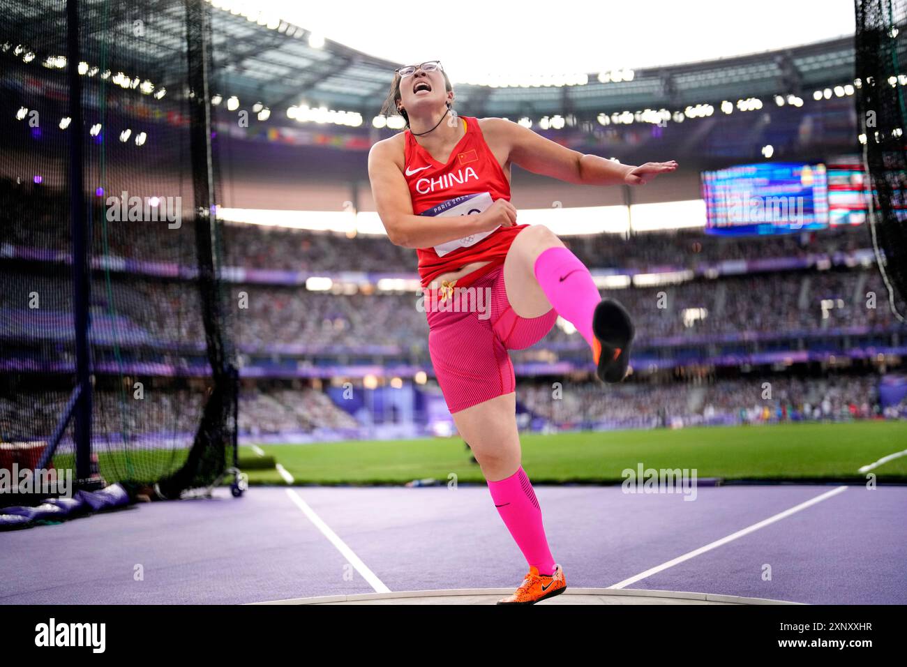 Feng Bin, of China, makes an attempt in the women's discus throw ...