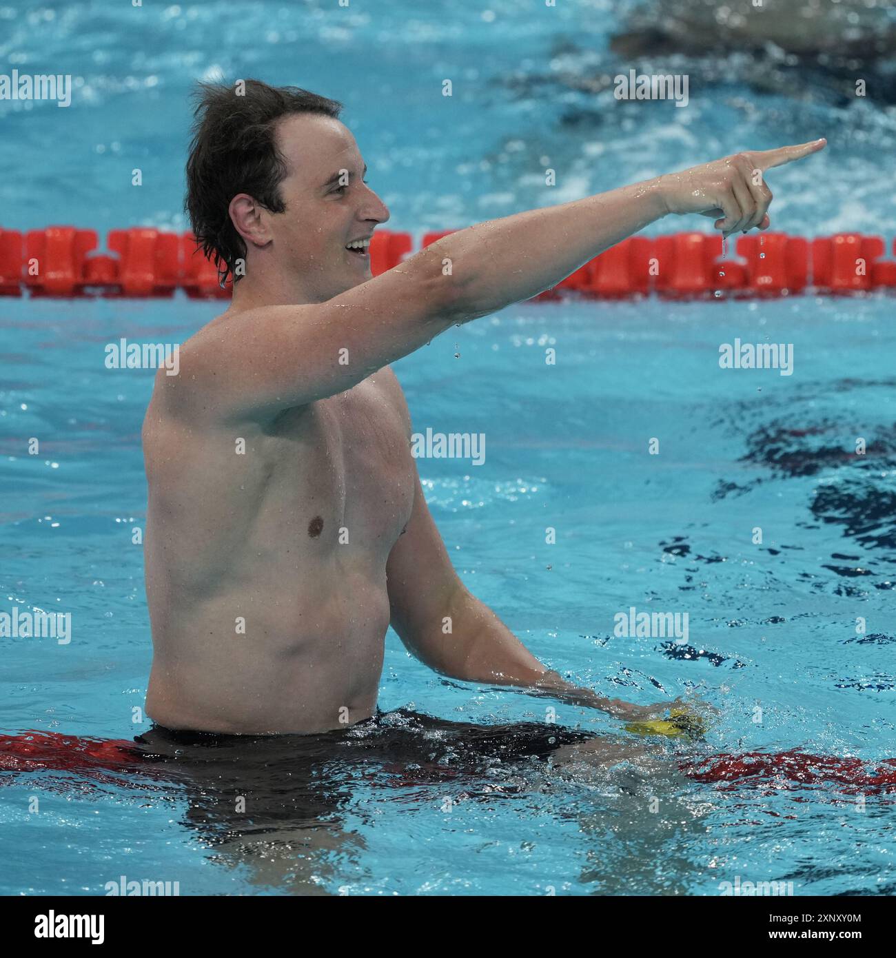 Paris, France. 2nd Aug, 2024. Cameron McEvoy of Australia celebrates ...